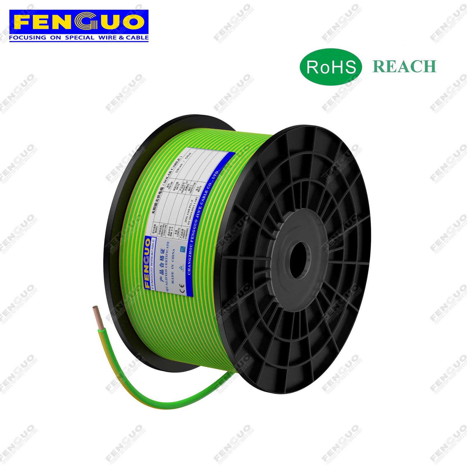 Outdoor H07Z-K Earth Cable Green /Yellow UV Resistant Cable For PV ...