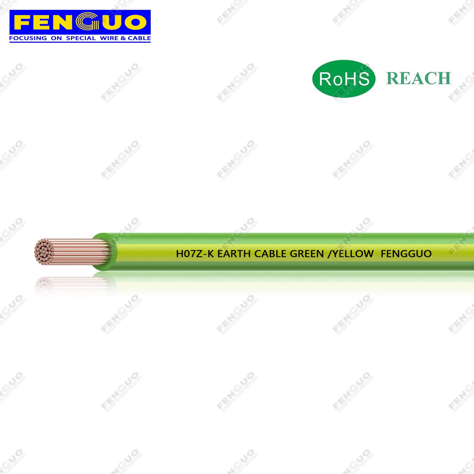 Outdoor H07Z-K Earth Cable Green /Yellow UV Resistant Cable For PV ...